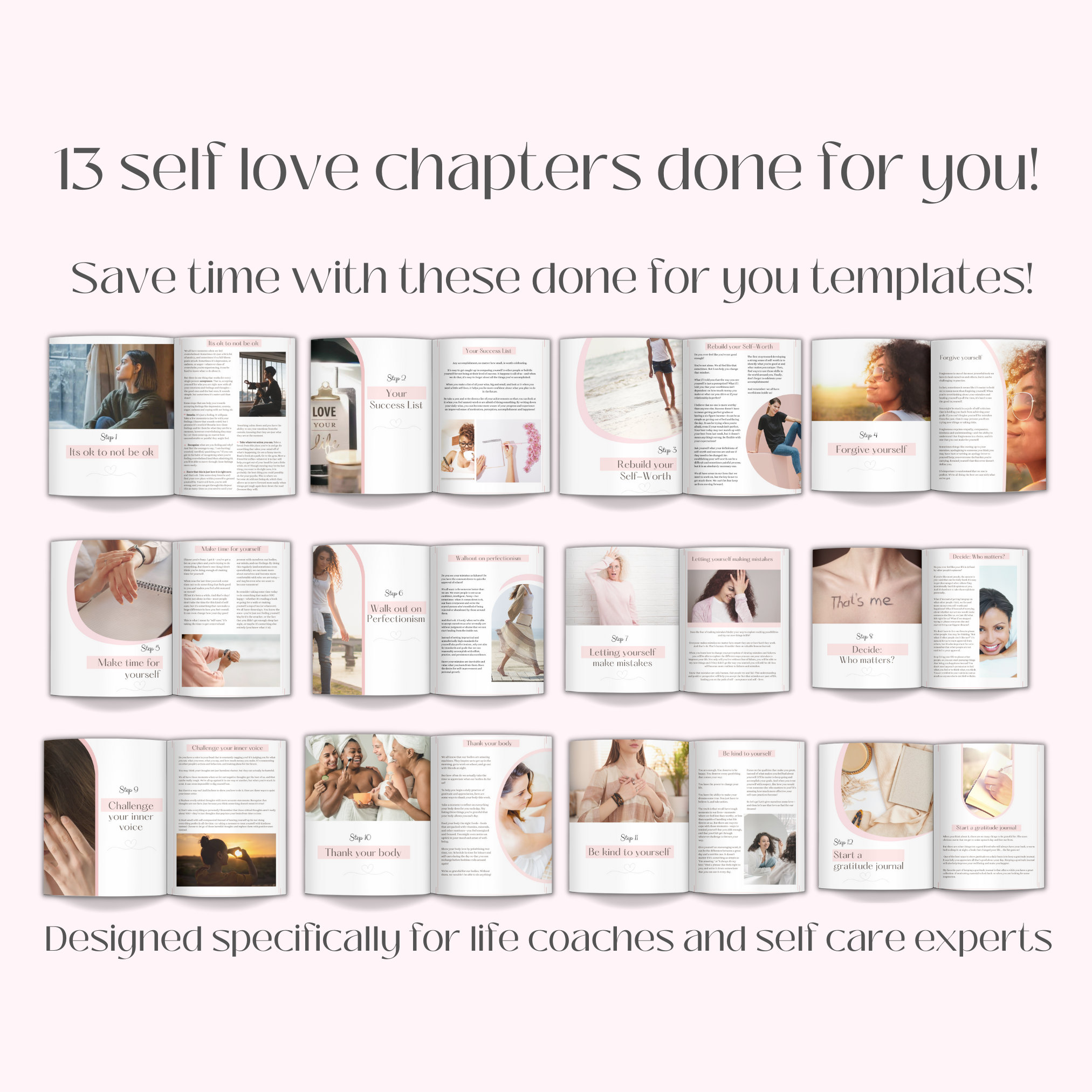 Ebook Template Canva , Self Love Ebook Template , Life Coaching , Self Love Template, Freebie ...
