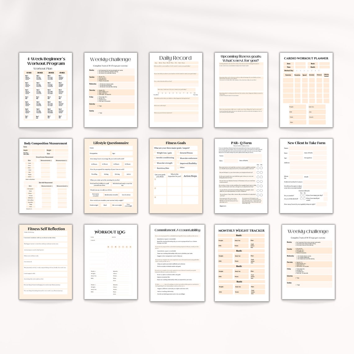 Fitness Client Intake Forms for Fitness Coach, Personal Trainer Client ...