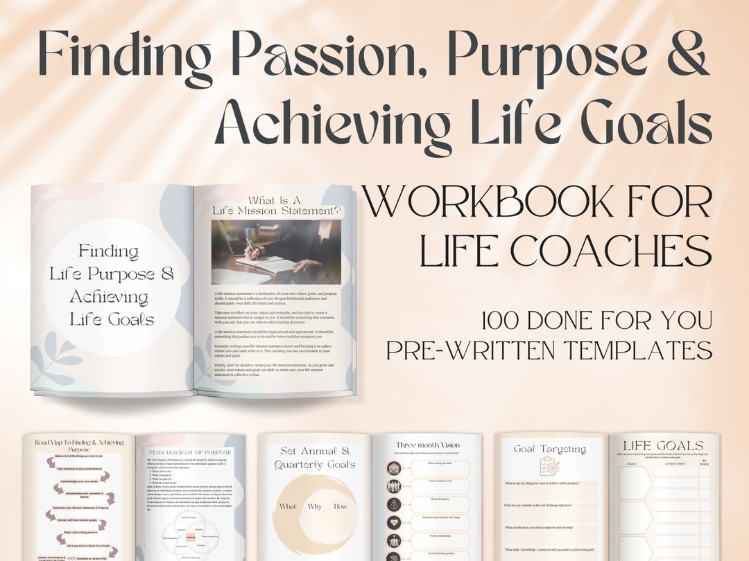 Life Coaching Workbook for Finding Passion Purpose and Goal - Etsy