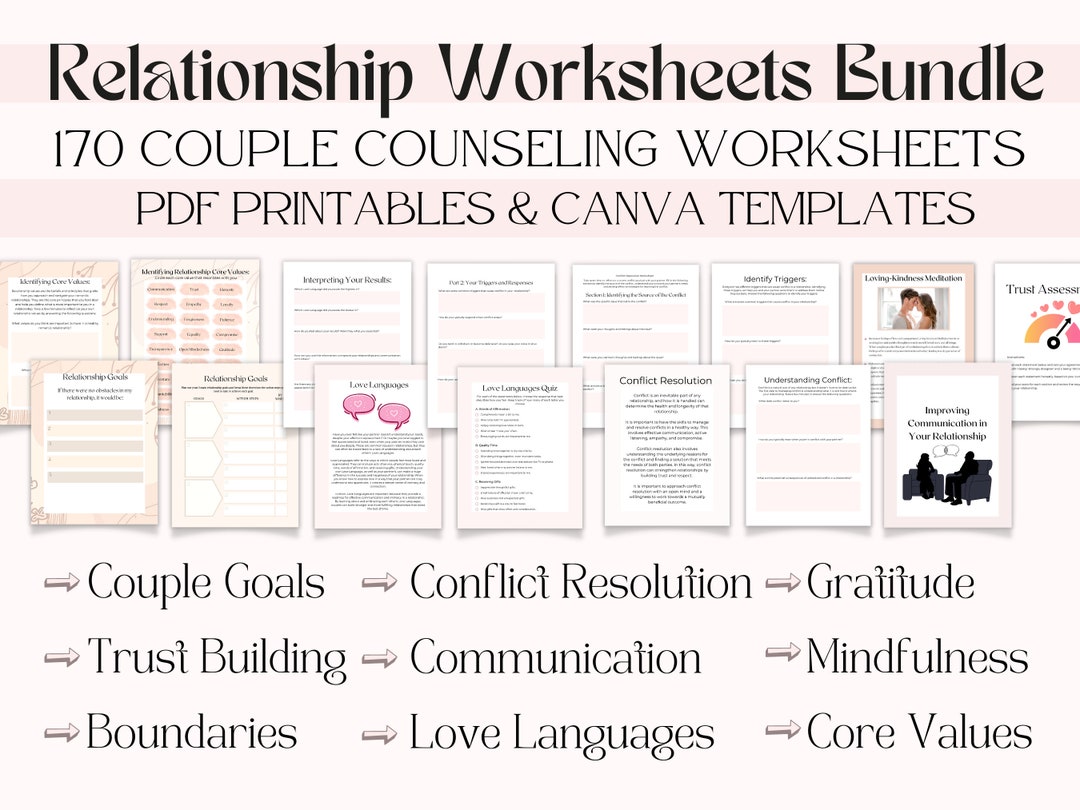 Relationship Worksheets Bundle Couples Therapy Worksheets - Etsy