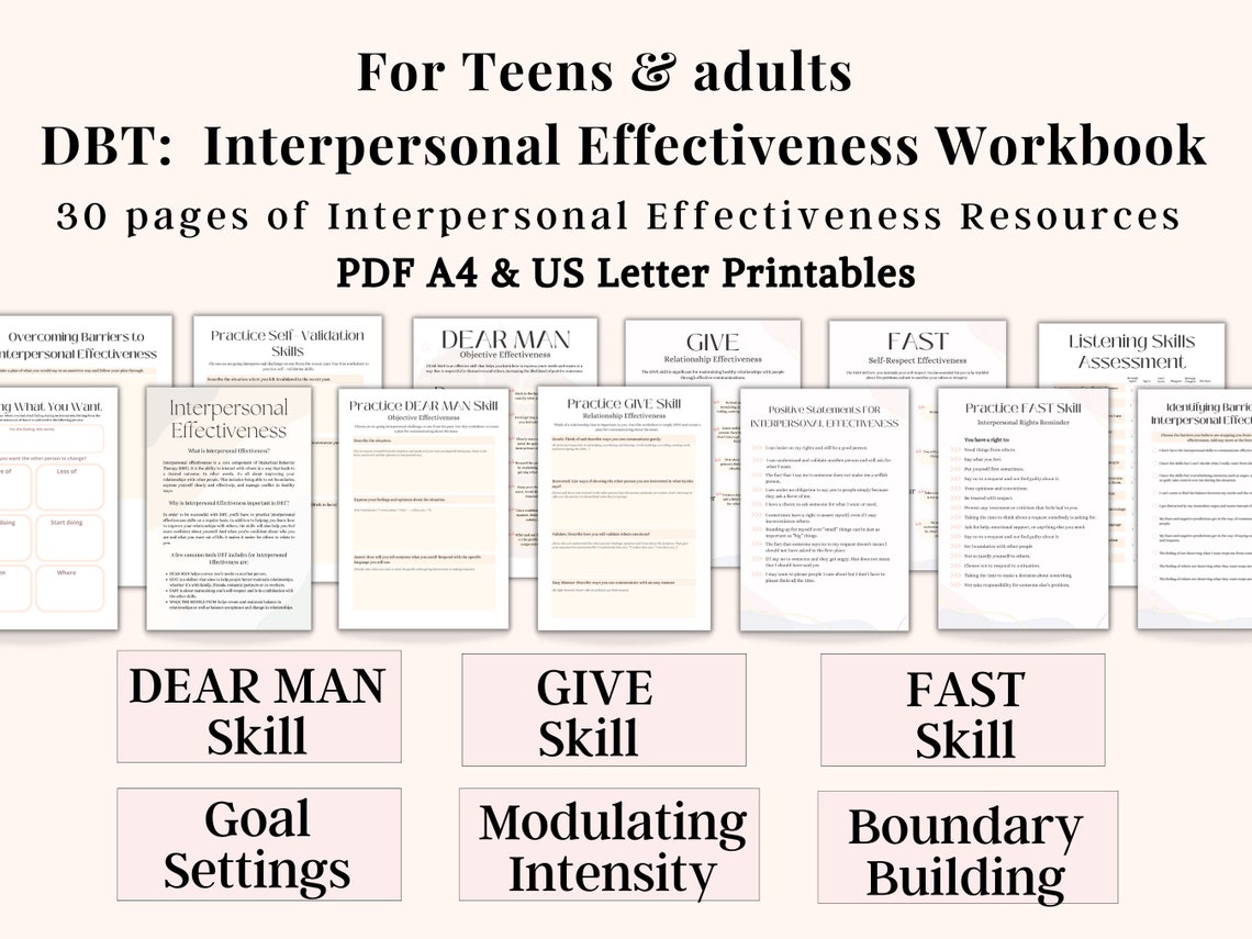 Therapy Worksheets for Interpersonal Effectiveness, DBT Workbook, DBT ...