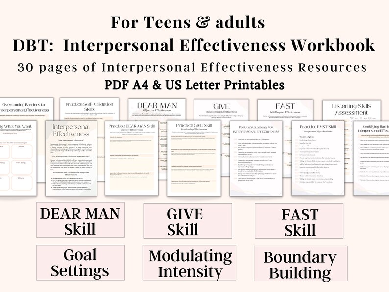 Therapy Worksheets for Interpersonal Effectiveness, DBT Workbook, DBT ...
