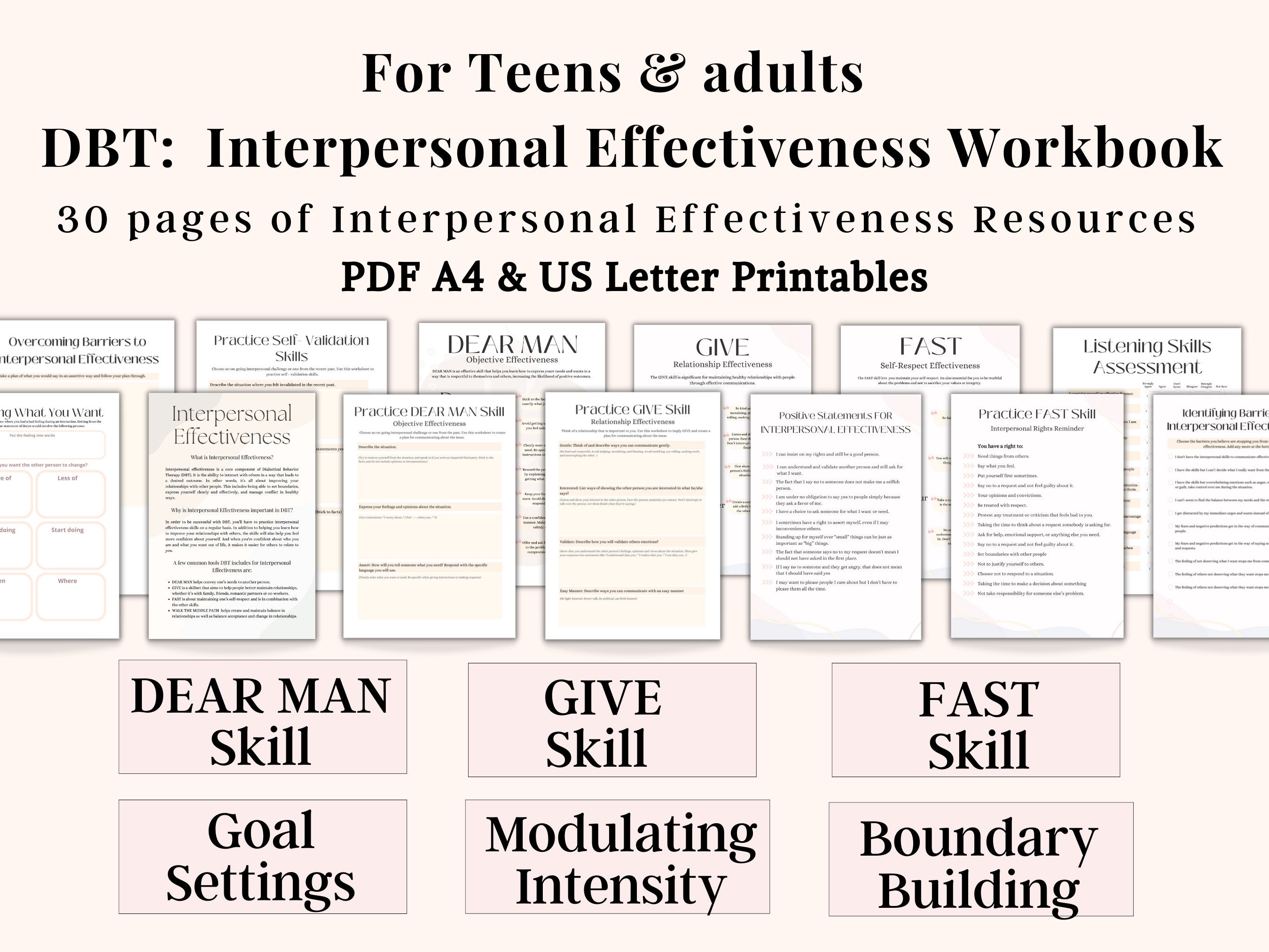 Therapy Worksheets for Interpersonal Effectiveness, DBT Workbook, DBT ...