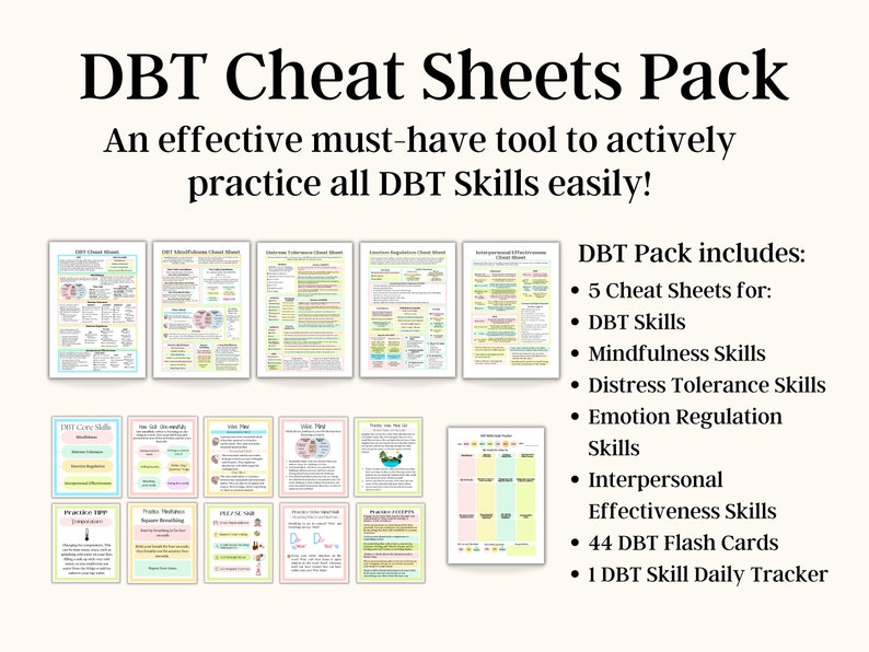 DBT Cheat Sheet, DBT Skills, Dbt Flash Cards for Teens and Adults, DBT ...