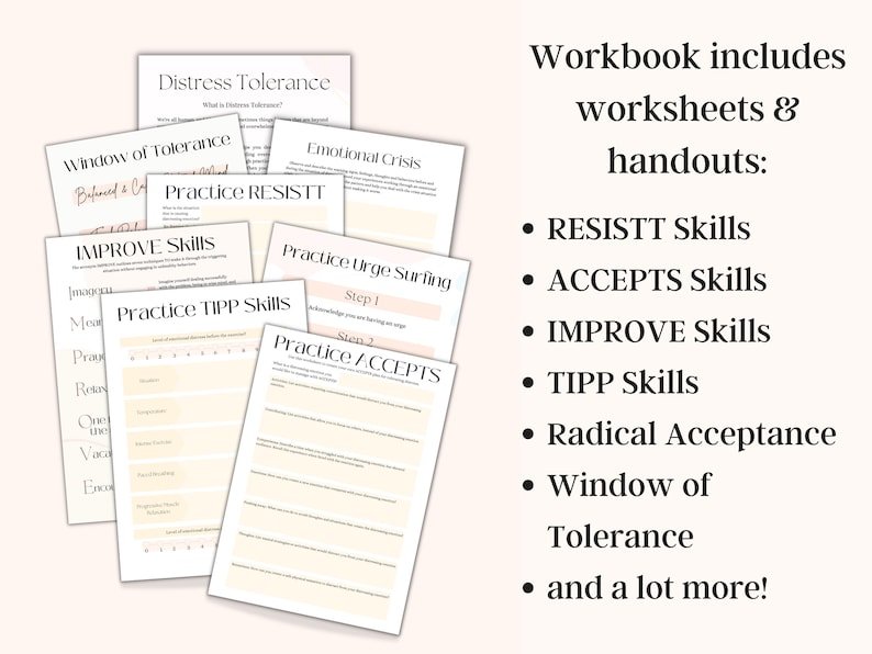 DBT Workbook, DBT Coping Skills, Therapy Worksheets for Distress ...