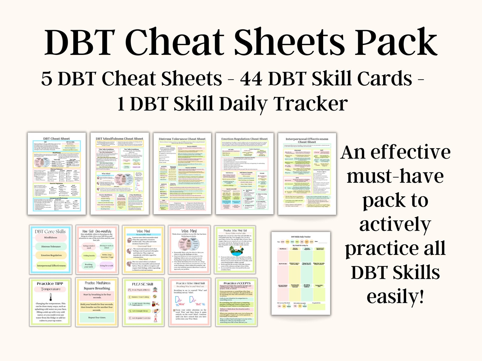 DBT Cheat Sheet, DBT Skills, Dbt Flash Cards for Teens and Adults, DBT ...