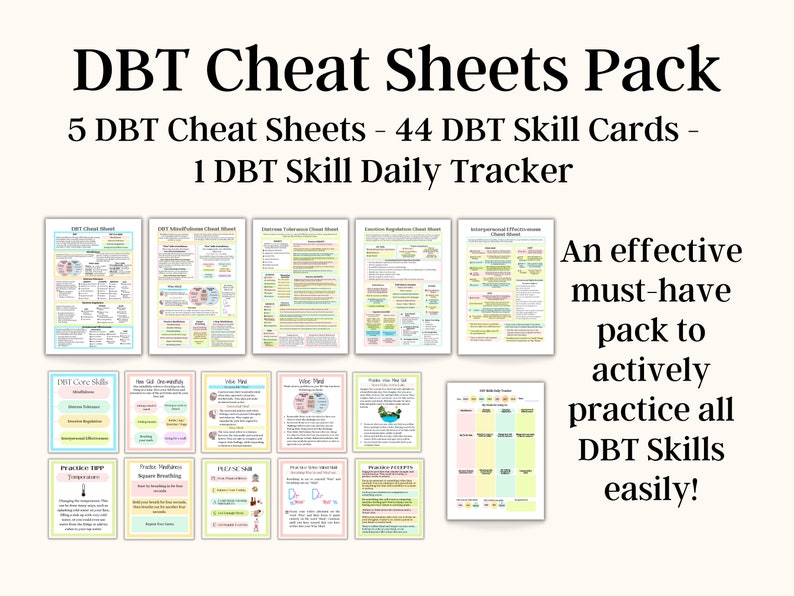 DBT Cheat Sheet, DBT Skills, Dbt Flash Cards for Teens and Adults, DBT ...