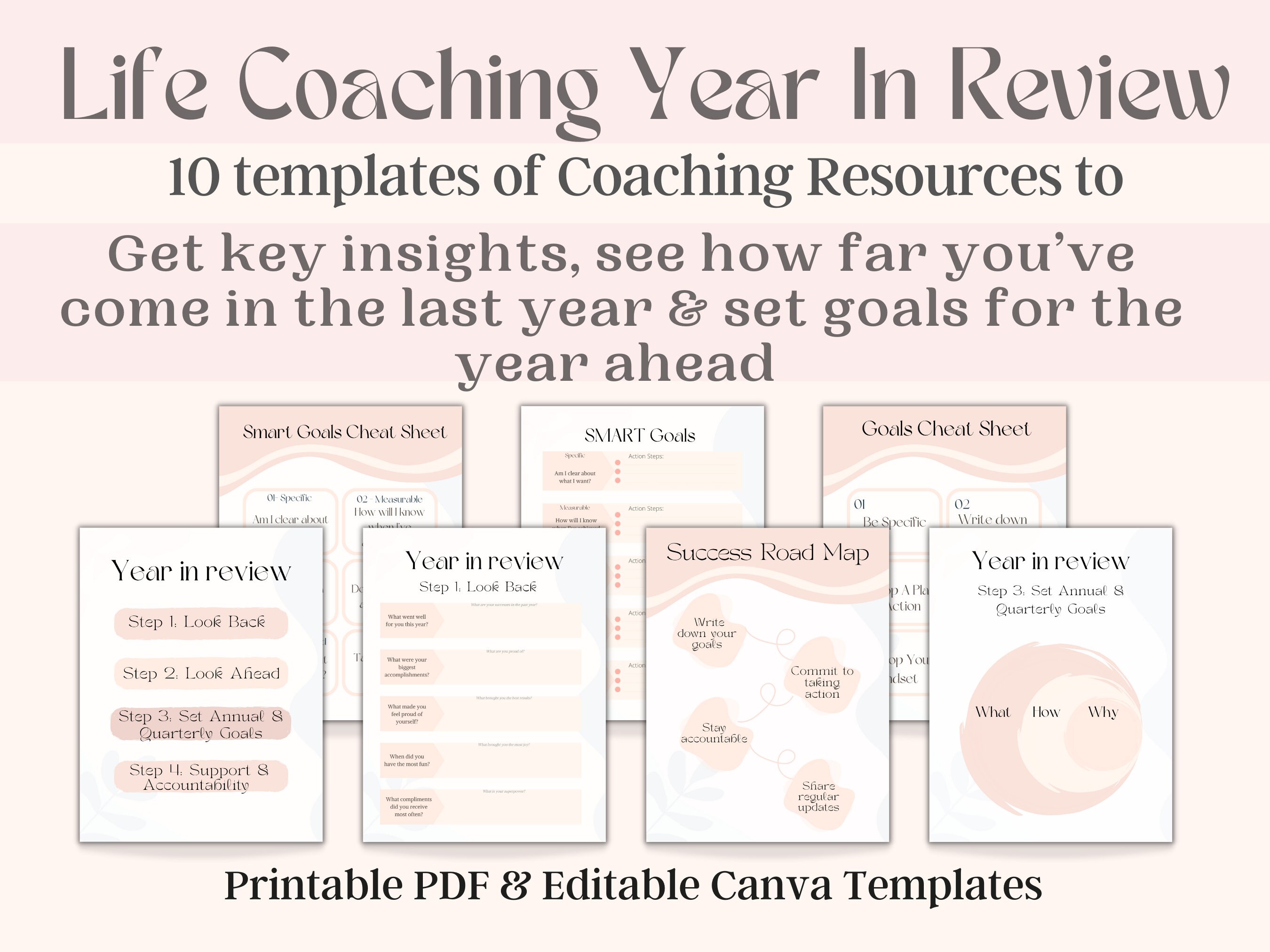 Life Coaching Year in Review Template for Life Coach, Annual Goals ...