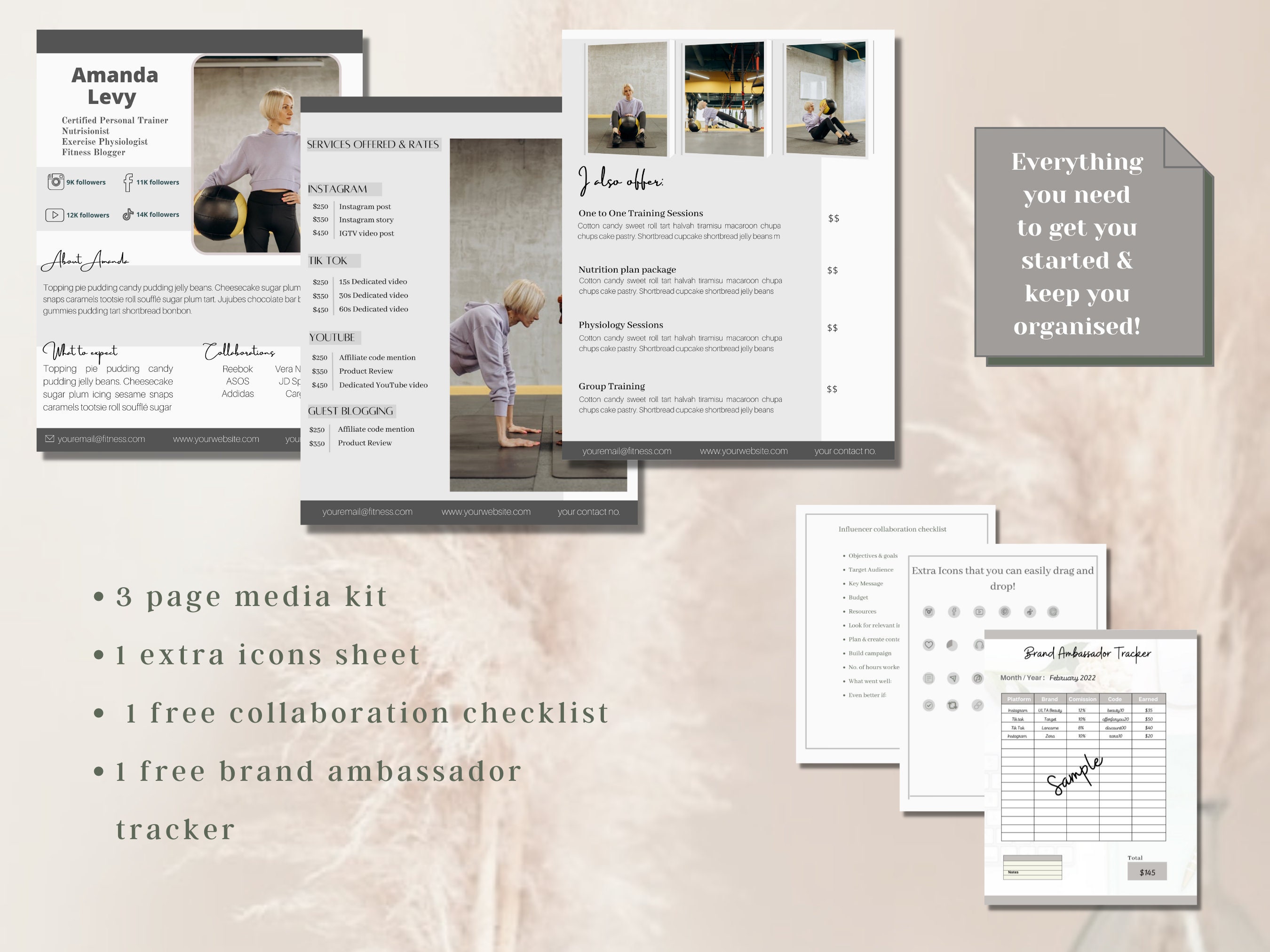 Personal Trainer Media Kit Template, Fitness Trainer Media Kit Template ...