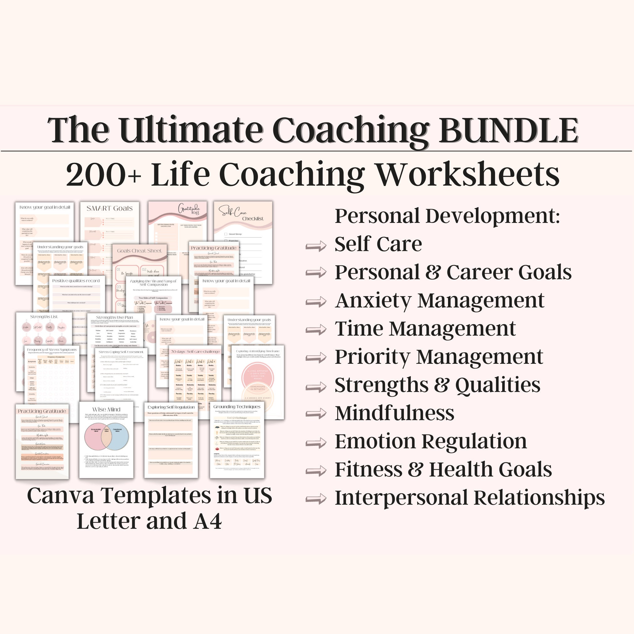 Life Coaching Workbook, Self Love Workbook, Life Coaching Bundle ...