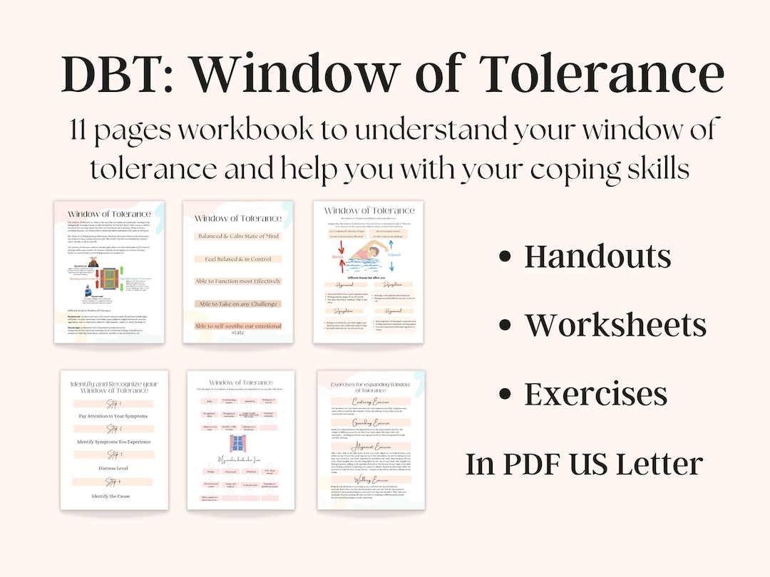 DBT Skills, Window of Tolerance Worksheet, Distress Tolerance, Trauma ...
