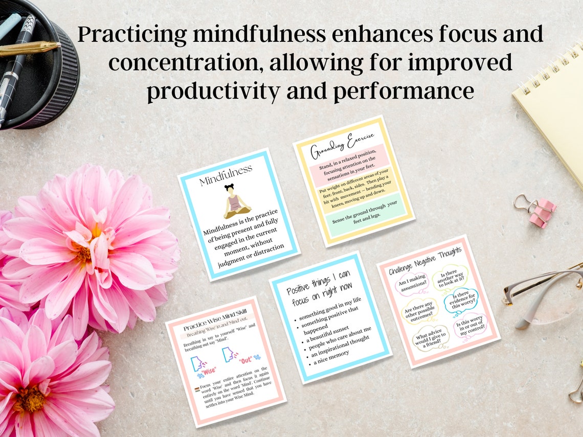 Mindfulness Flash Cards Printable, Anxiety Relief Affirmation Cards ...