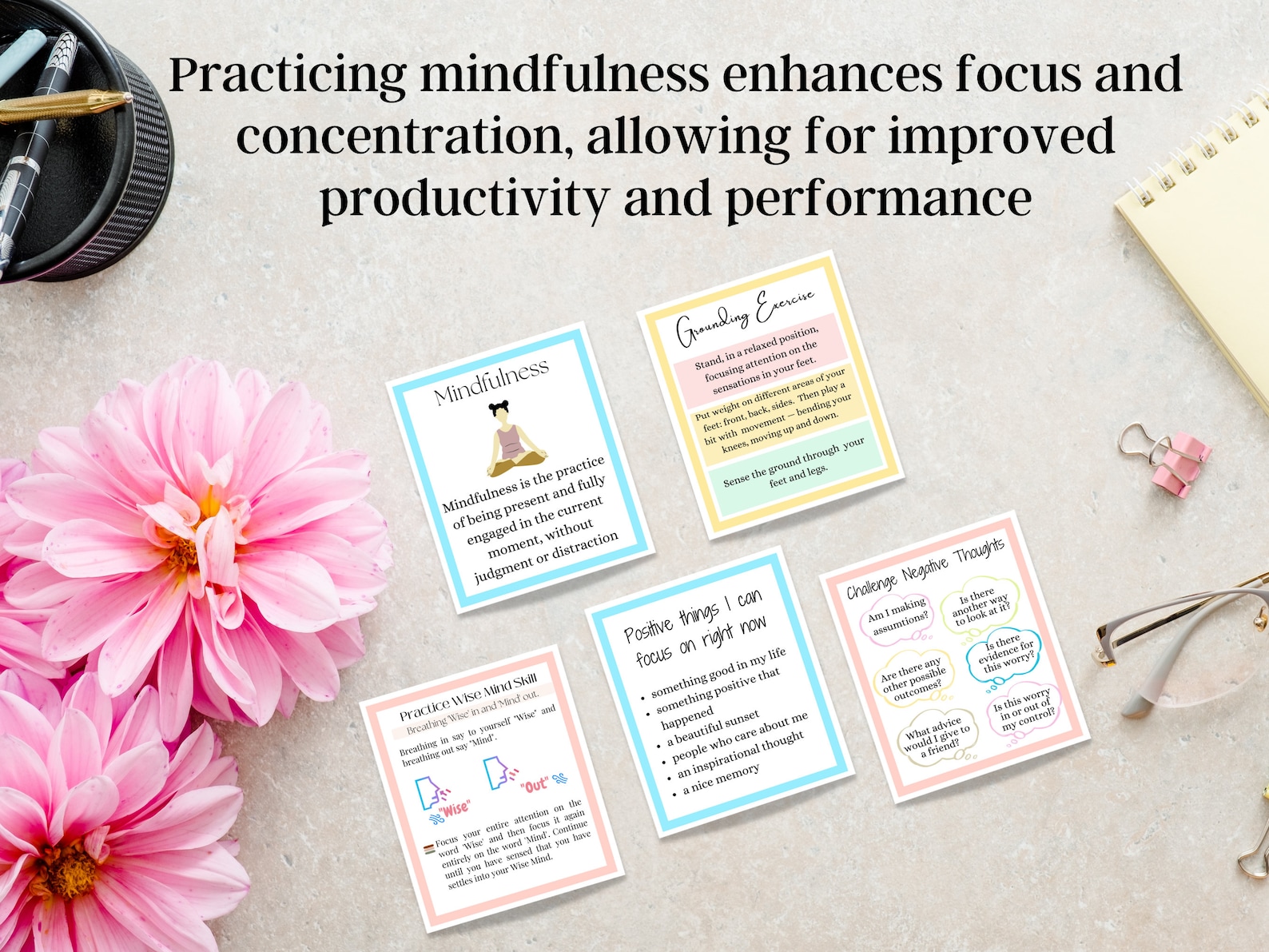 Mindfulness Flash Cards Printable, Anxiety Relief Affirmation Cards ...