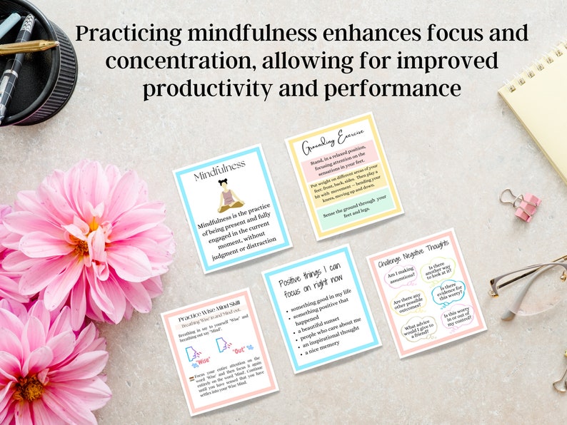 Mindfulness Flash Cards Printable, Anxiety Relief Affirmation Cards ...