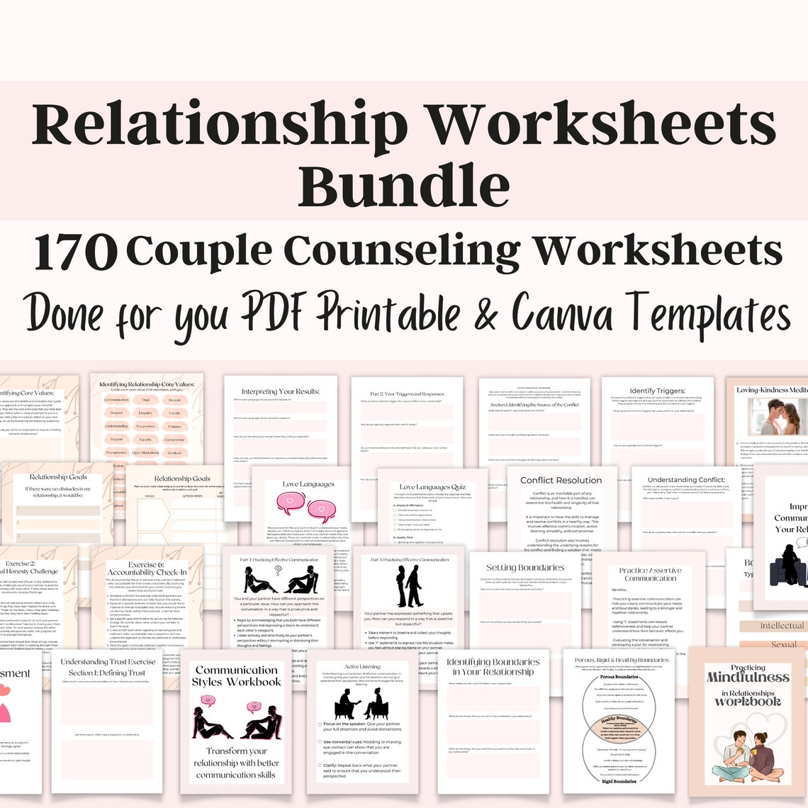 Relationship Worksheets Bundle, Couples Therapy Worksheets, Couples ...