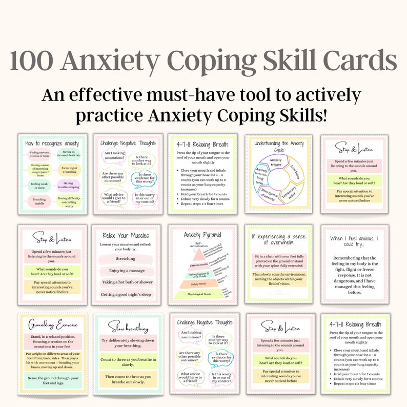 Anxiety Coping Cards, Anxiety Affirmation Cards, Anxiety Flash Cards ...
