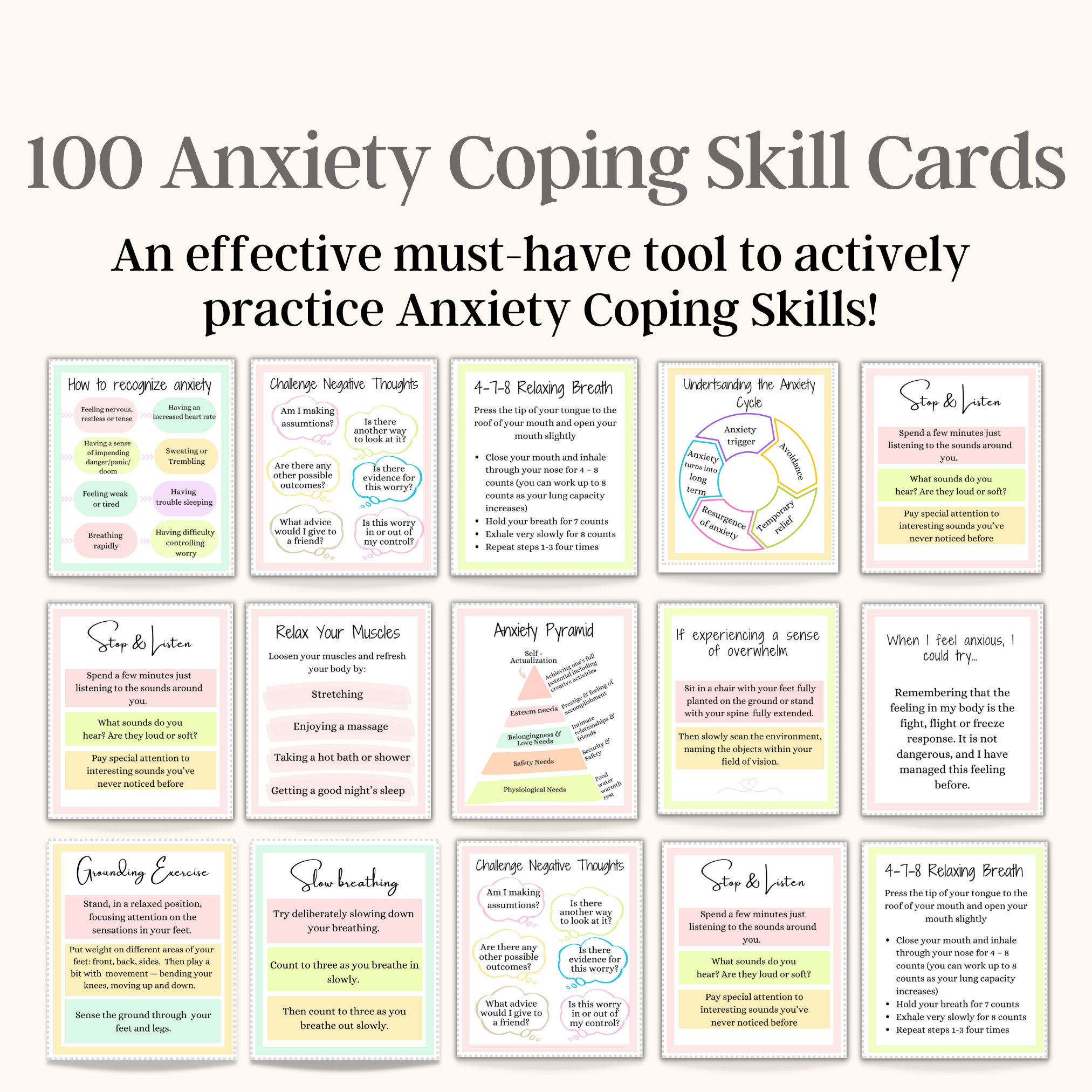 Anxiety Coping Cards, Anxiety Affirmation Cards, Anxiety Flash Cards ...