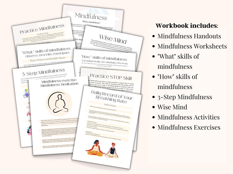 DBT Workbook DBT Skills Therapy Worksheets for Mindfulness - Etsy