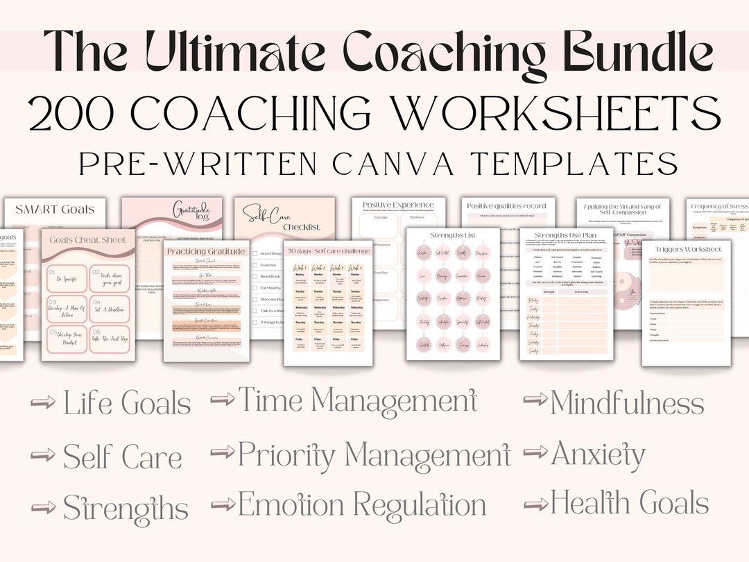 Life Coaching Workbook, Self Love Workbook, Life Coaching Bundle ...