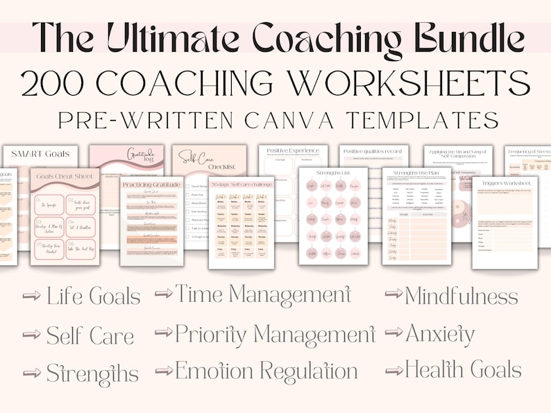 Life Coaching Workbook, Self Love Workbook, Life Coaching Bundle ...