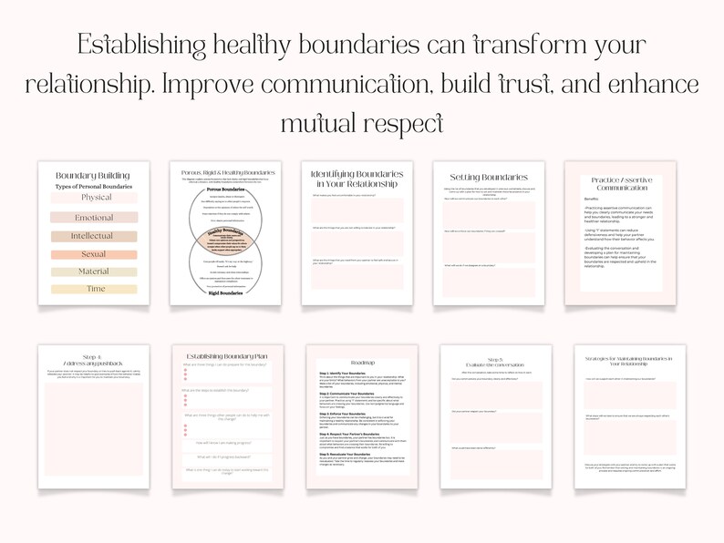 Boundary Building Relationship Workbook, Couples Therapy Worksheets ...