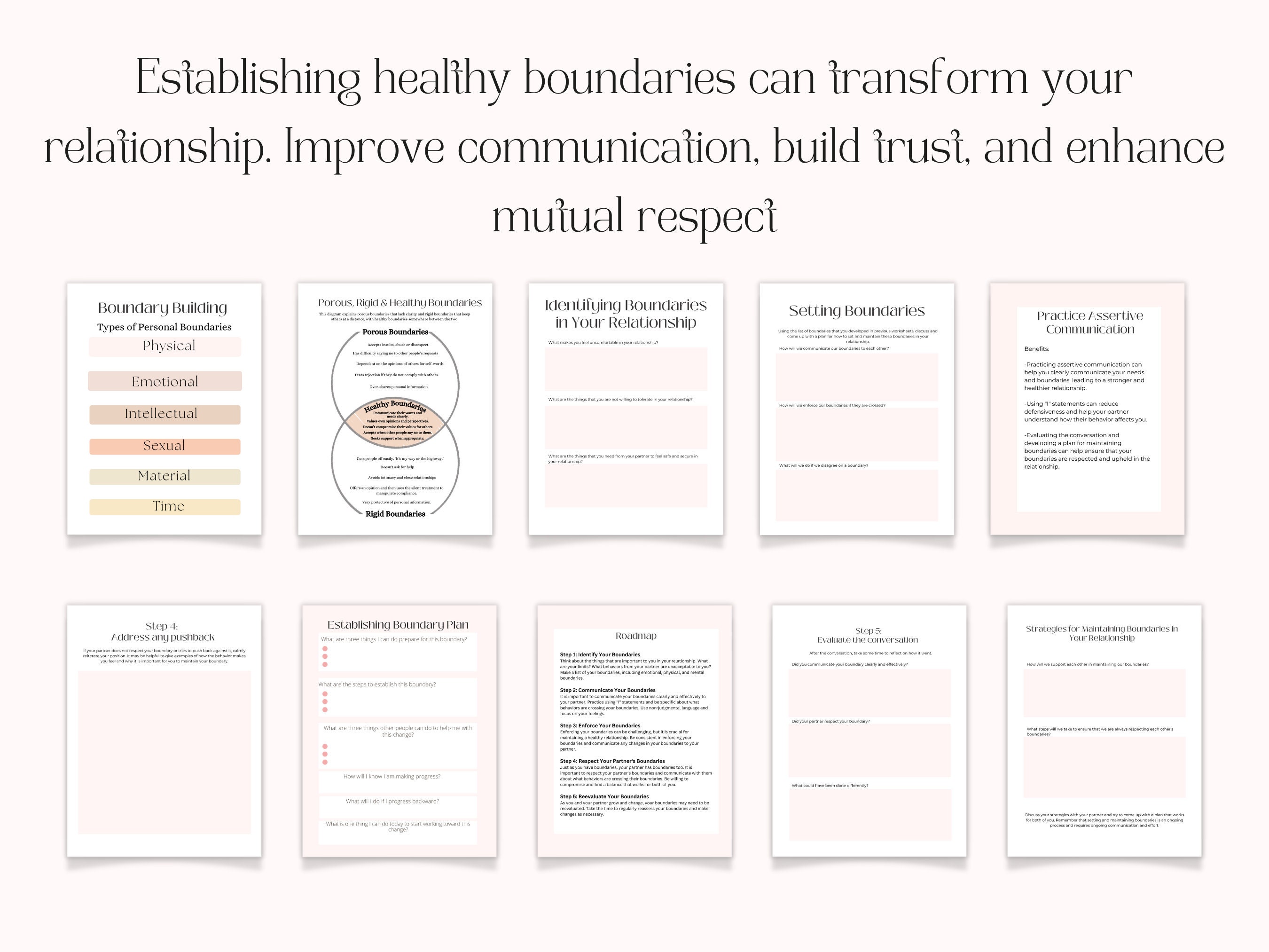 Boundary Building Relationship Workbook, Couples Therapy Worksheets ...