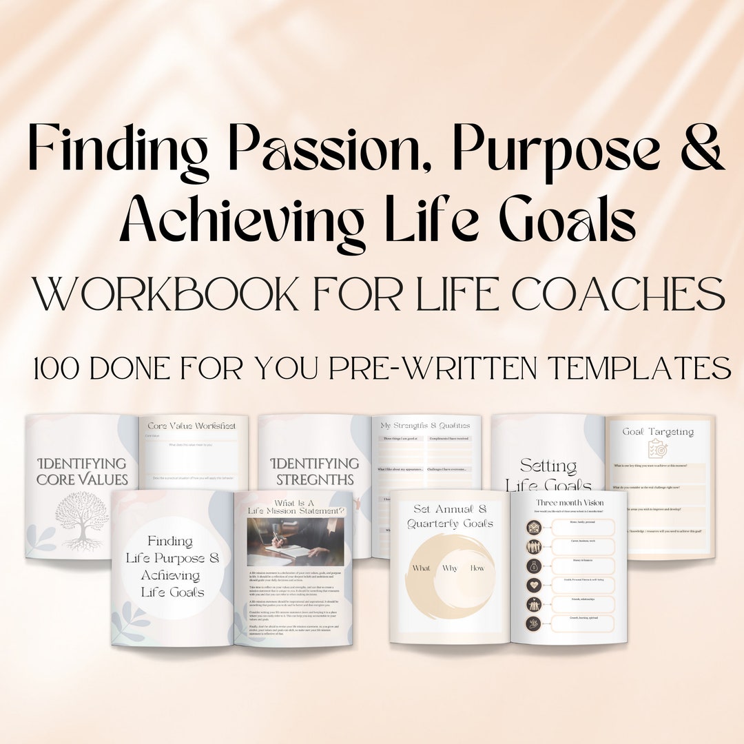 Life Coaching Workbook for Finding Passion Purpose and Goal Setting ...