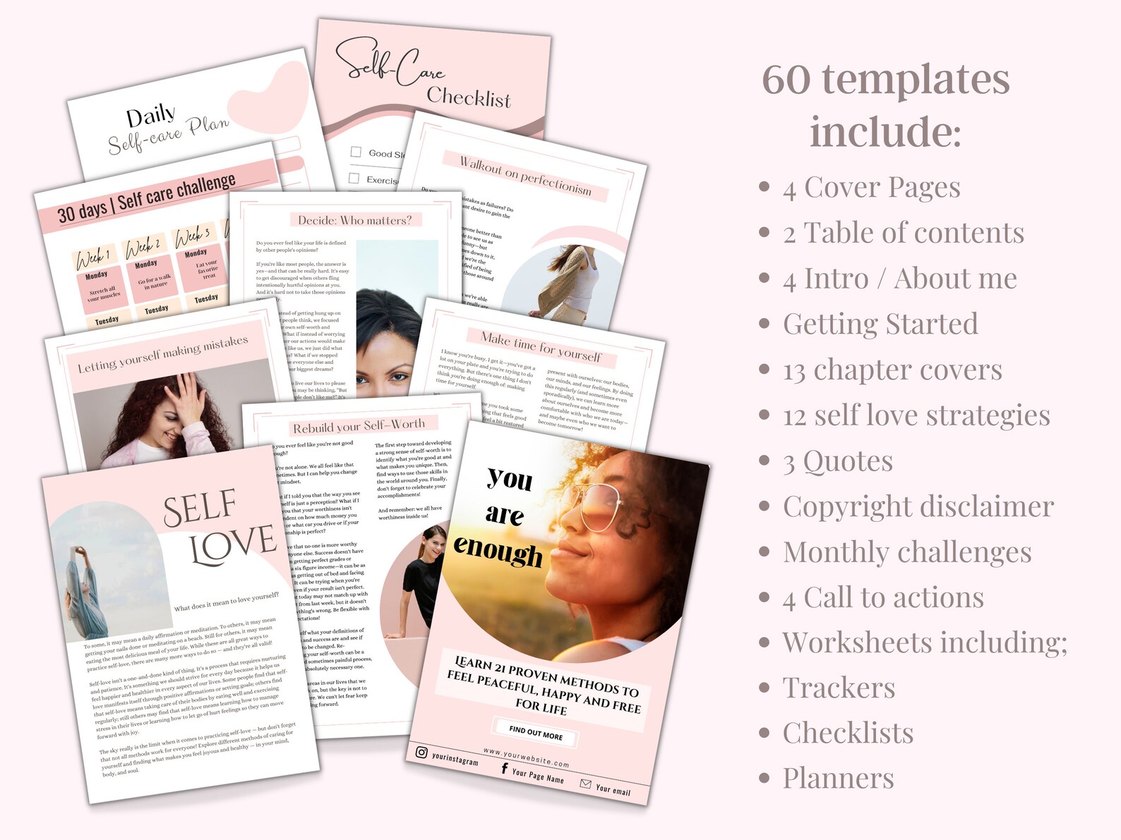 Ebook Template Canva Self Love Ebook Template Life - Etsy
