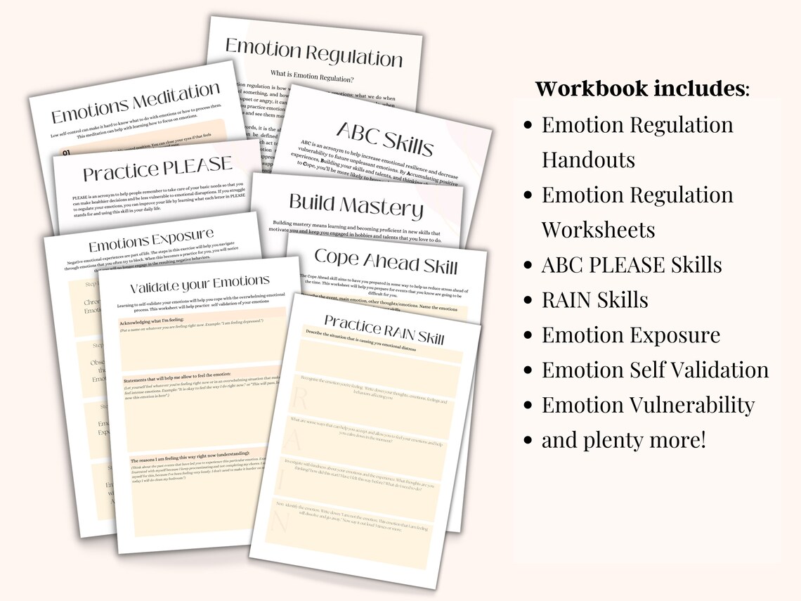 DBT Workbook, DBT Skills, Therapy Worksheets for Emotion Regulation ...