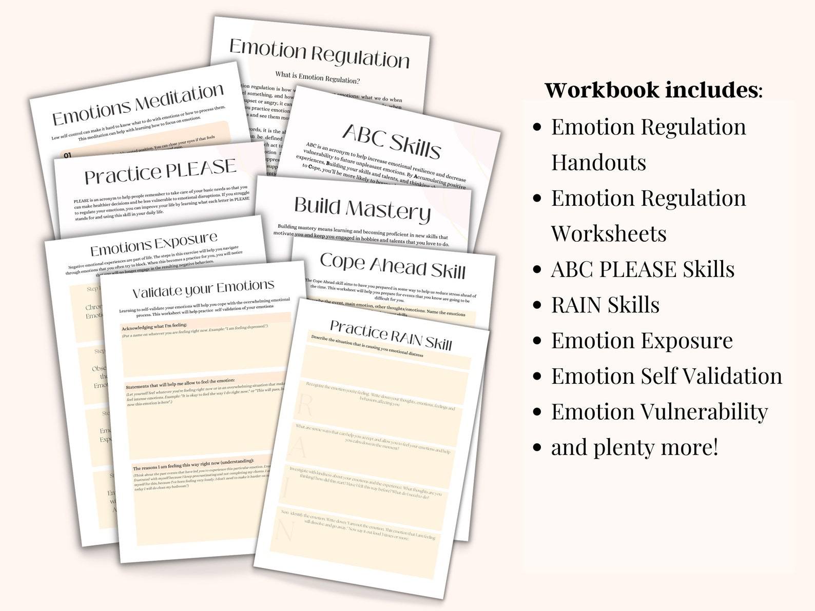 Therapy Worksheets for Emotion Regulation,dbt Skills Workbook, ABC ...