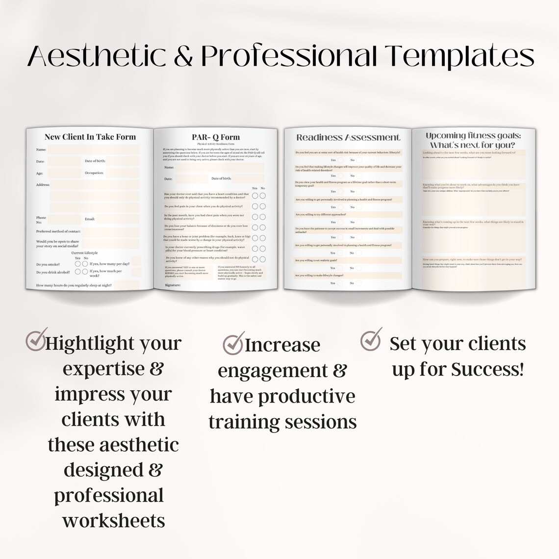 Fitness Client Intake Forms for Fitness Coach, Personal Trainer Client ...