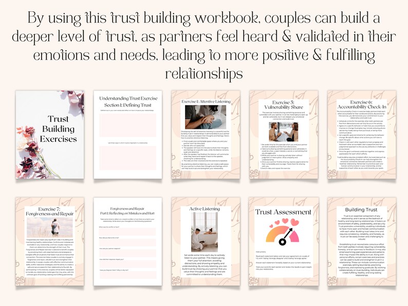Relationship Workbook, Couples Therapy Worksheets, Trust Building ...