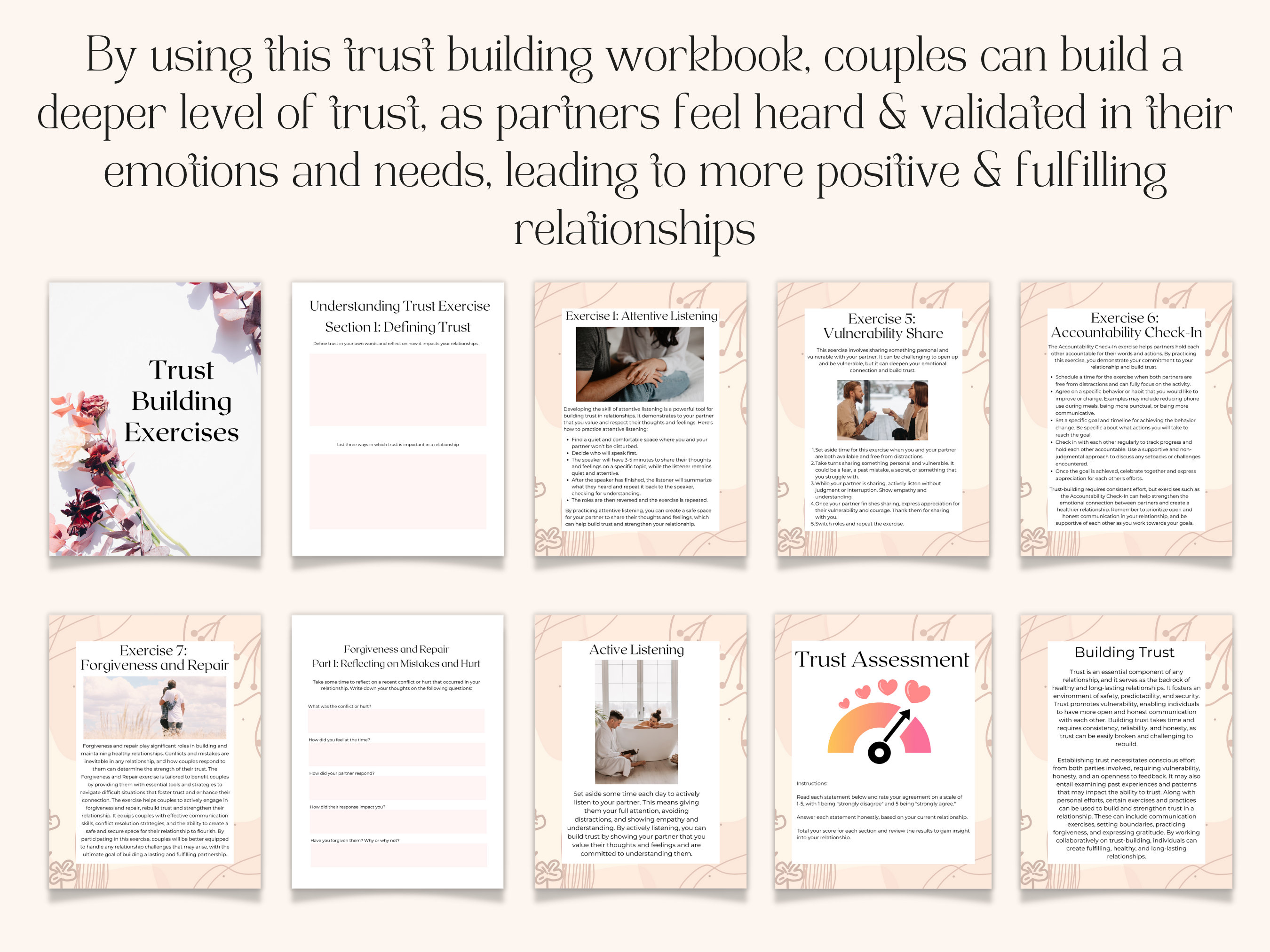 Relationship Worksheets, Couples Therapy Worksheets, Trust Building ...