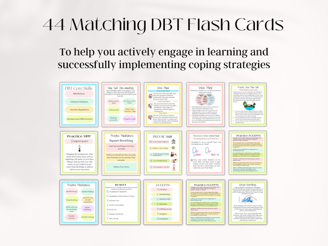 DBT Cheat Sheet, DBT Skills, Dbt Flash Cards for Teens and Adults, DBT ...