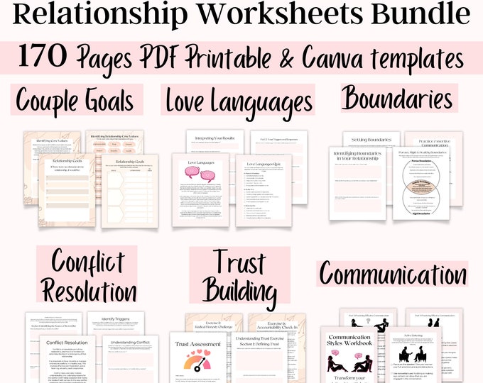 Relationship Worksheets Bundle, Couples Therapy Worksheets, Couples ...