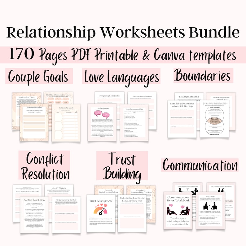 Relationship Worksheets Bundle, Couples Therapy Worksheets, Couples ...