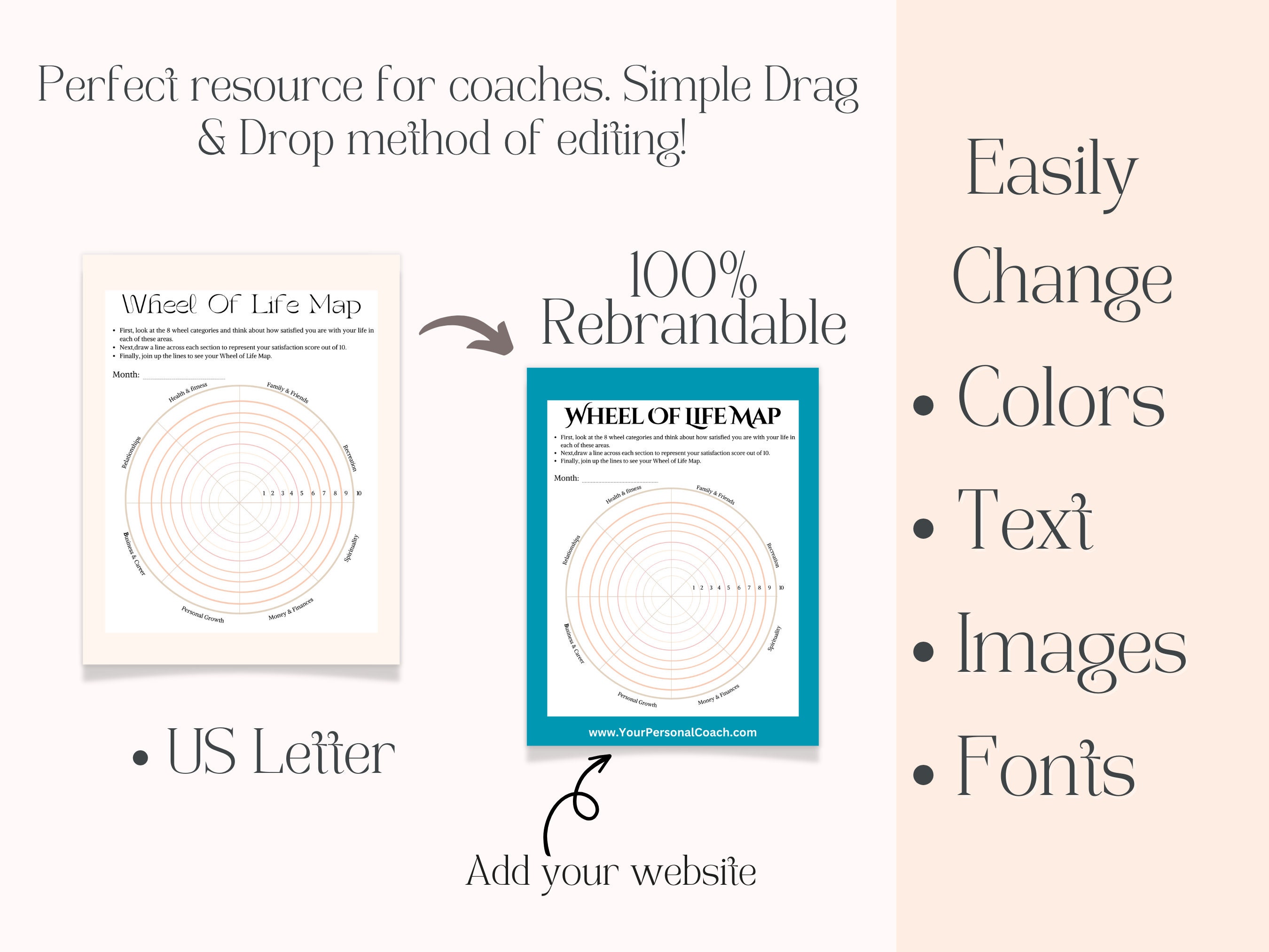 Life Coaching Templates, Coaching Worksheets, Wheel of Life, Coaching ...