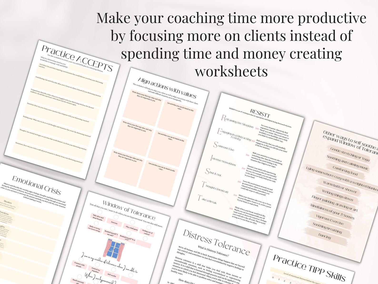 DBT Workbook, DBT Coping Skills, Therapy Worksheets for Distress ...