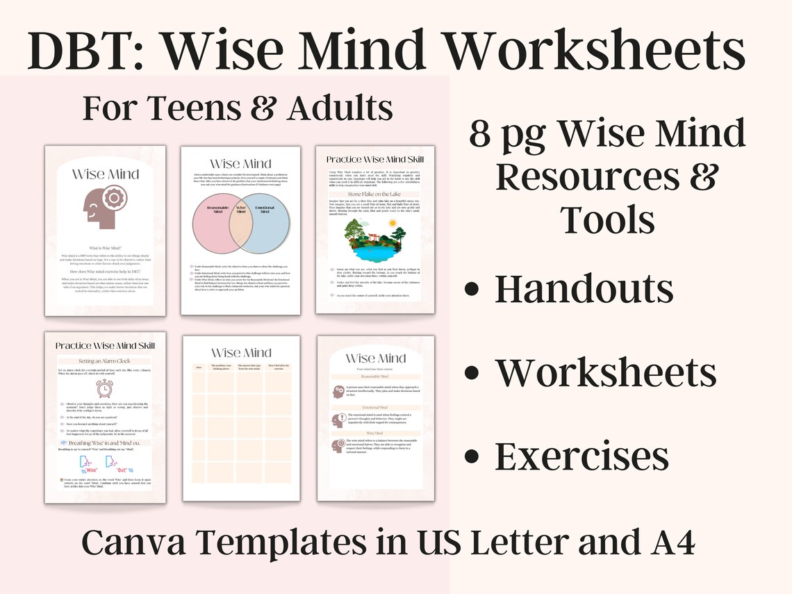 DBT Wise Mind Worksheets, DBT Skills, Therapy Worksheets, Wise Mind ...