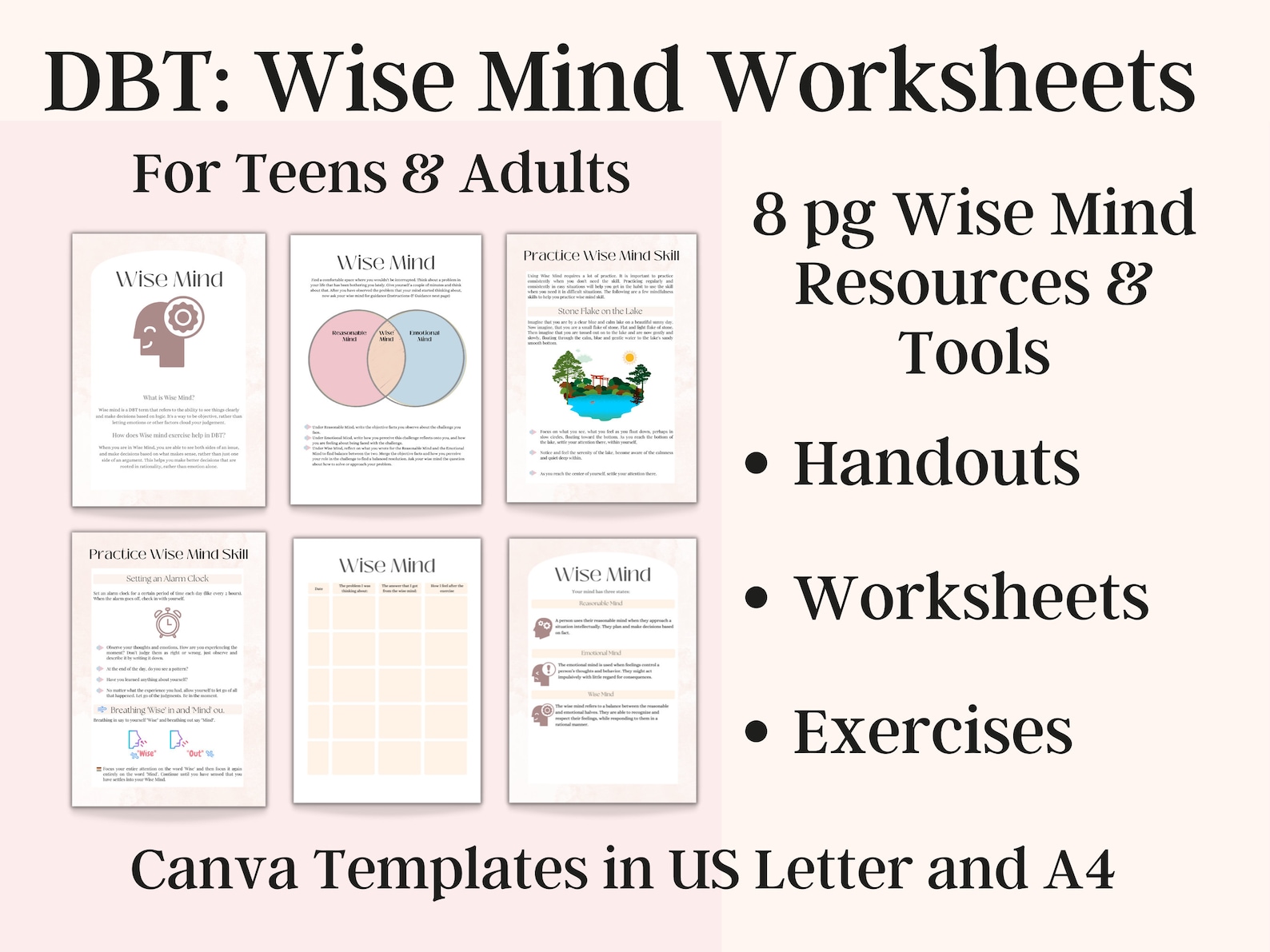 DBT Wise Mind Worksheets, DBT Skills, Therapy Worksheets, Wise Mind ...