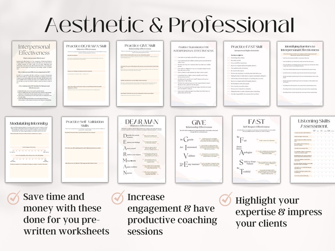 Therapy Worksheets for Interpersonal Effectiveness, DBT Workbook, DBT ...