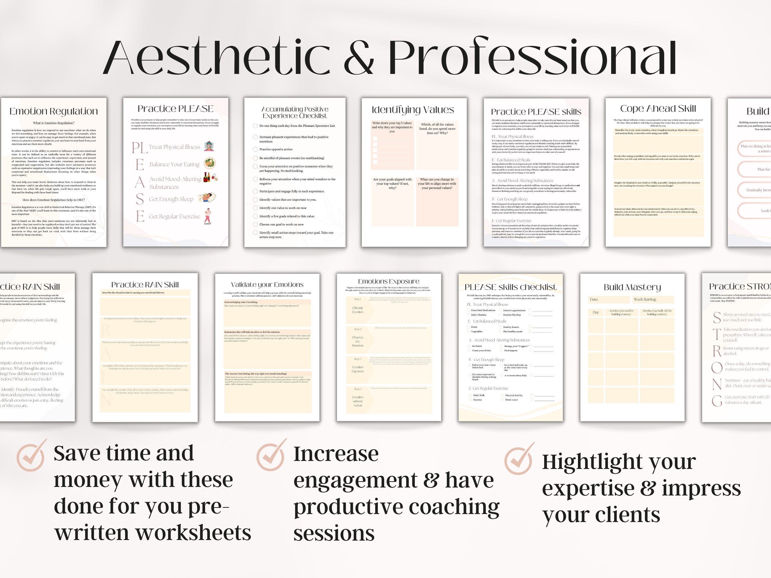 Therapy Worksheets for Emotion Regulation,dbt Skills Workbook, ABC ...