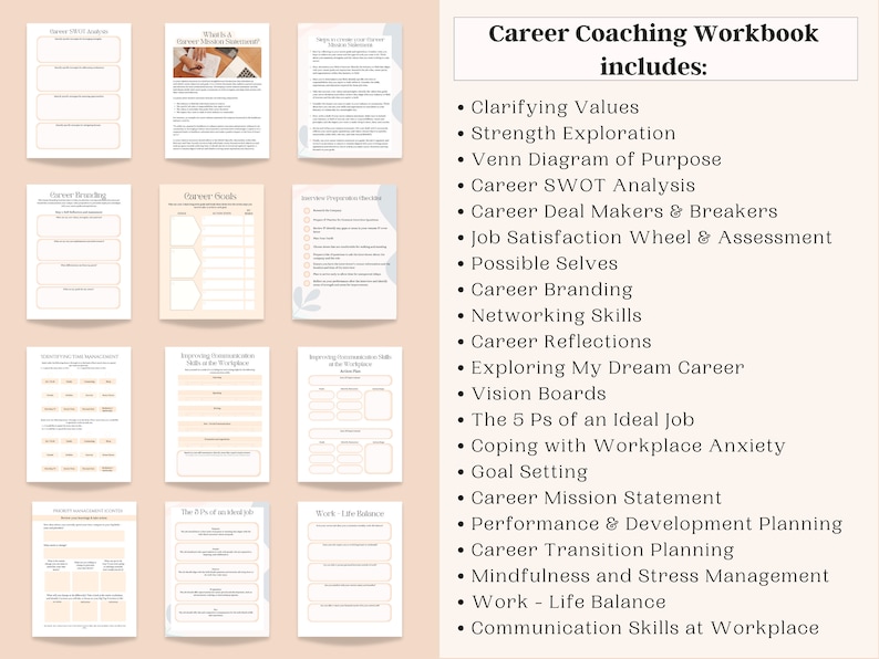 Career Coaching Templates Career Change Workbook Life - Etsy
