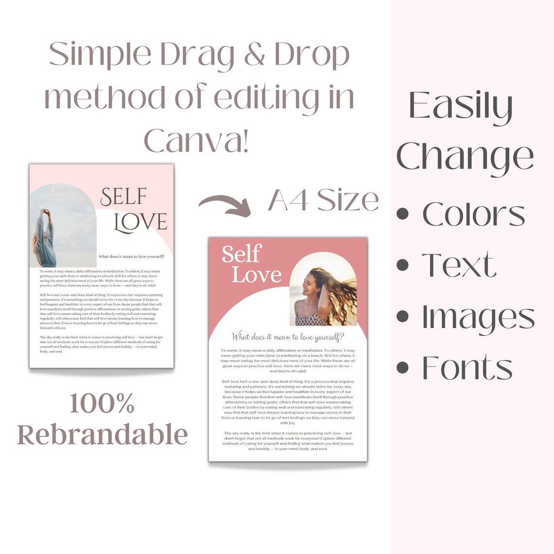 Ebook Template Canva , Self Love Ebook Template , Life Coaching , Self ...