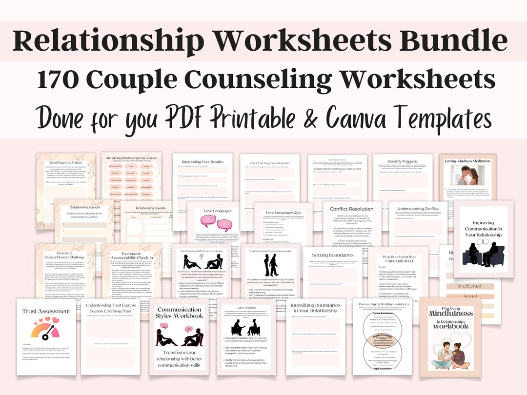 Relationship Worksheets Bundle Couples Therapy Worksheets - Etsy