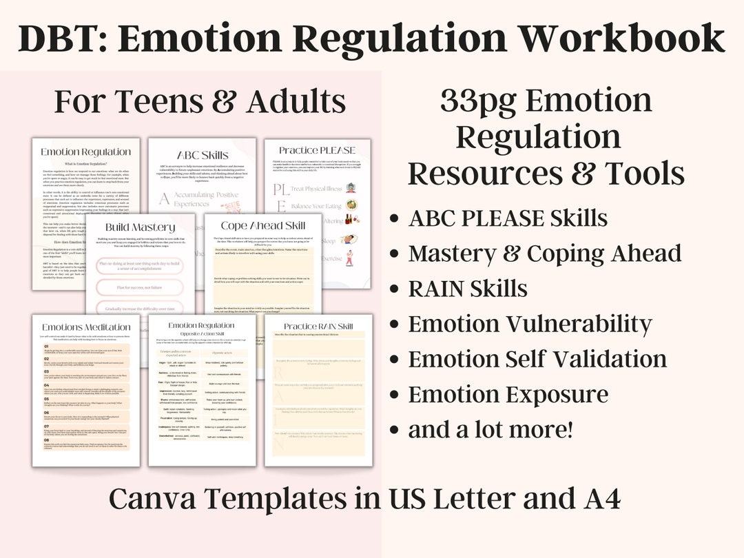 DBT Workbook, DBT Skills, Therapy Worksheets for Emotion Regulation ...