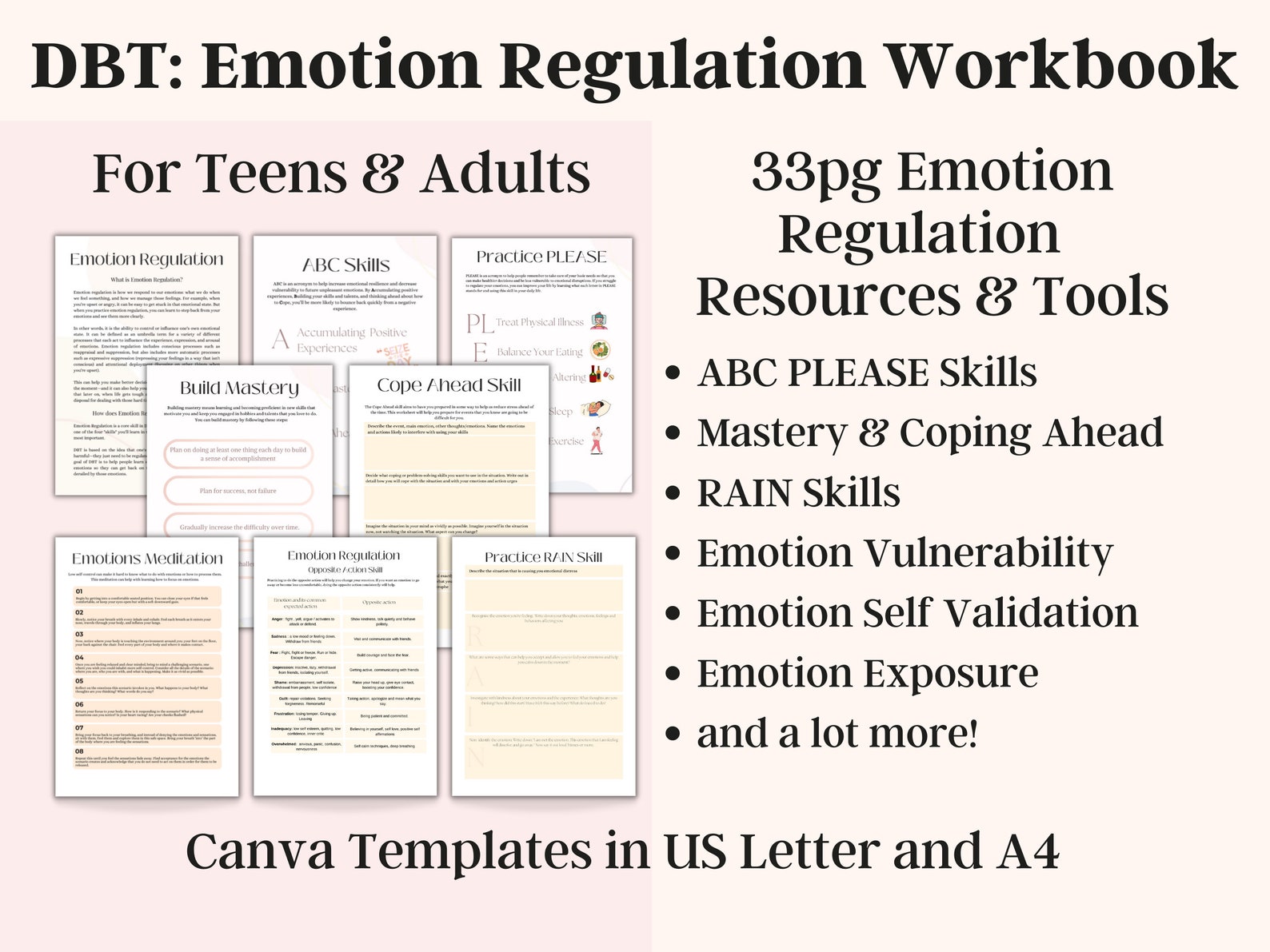DBT Workbook, DBT Skills, Therapy Worksheets for Emotion Regulation ...