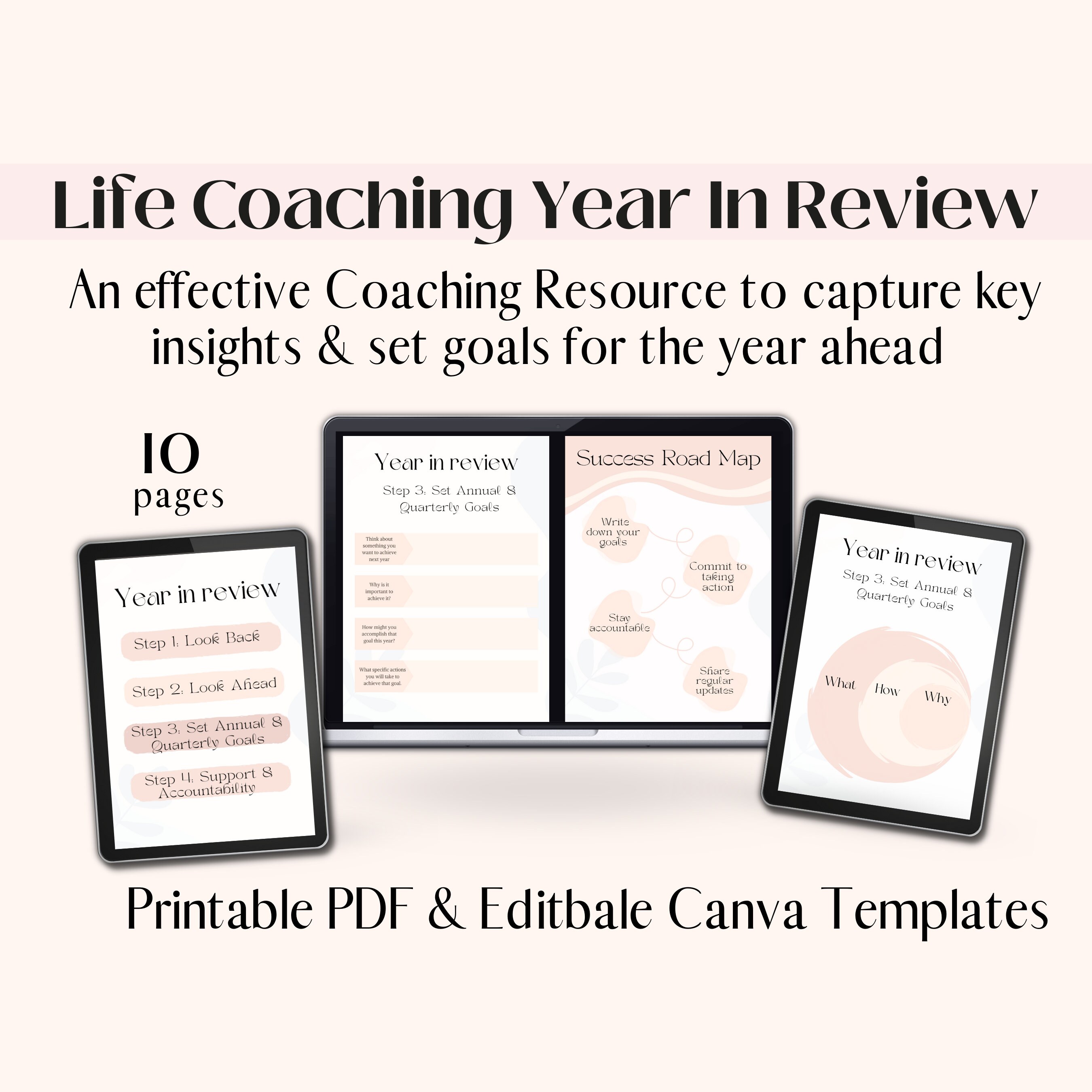 Life Coaching Year in Review Template for Life Coach, Annual Goals ...
