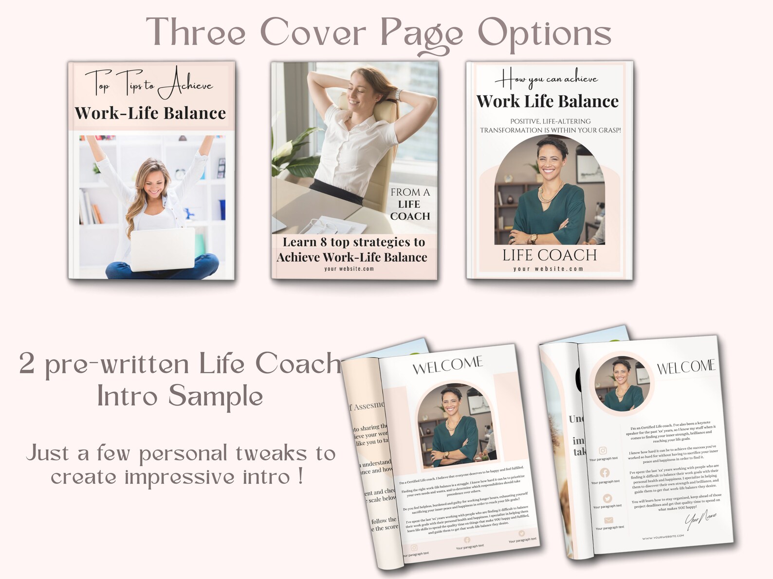 Life Coach Ebook Template for Work Life Balance, Coaching Worksheets ...