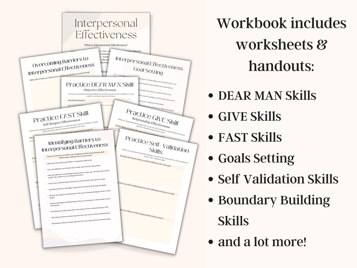 DBT Worksheets for Interpersonal Effectiveness, DBT Workbook, DBT ...